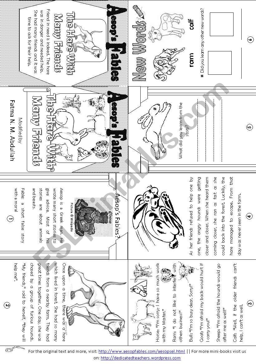 Aesop´s Fables: The Hare With Many Friends [ Mini-book ] - ESL ...